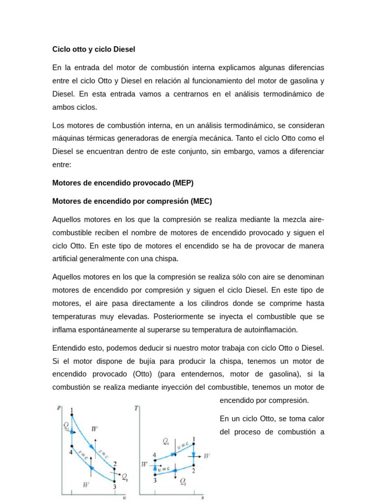 Ciclo Otto y Ciclo Diesel | PDF | Motor diesel | Motores
