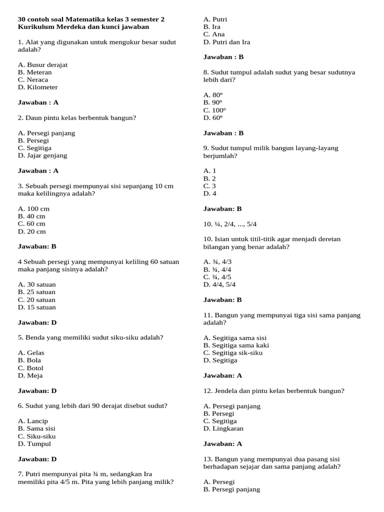 Contoh 30 Soal Matematika | PDF | Metode & Bahan Ajar