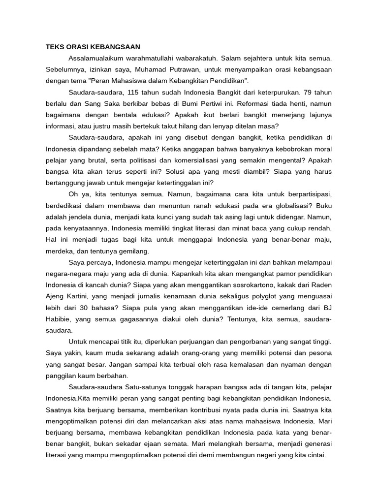 Teks Orasi Kebangsaan | PDF