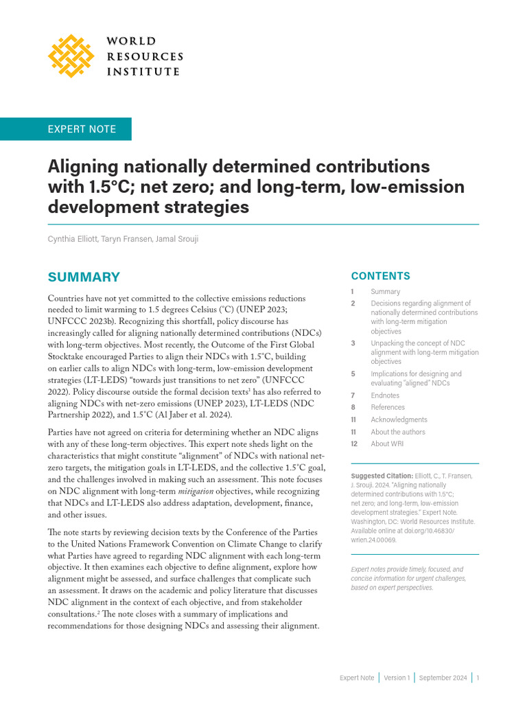Aligning Ndcs 1 5 Degc Net Zero Low Emissions Development Strategies ...