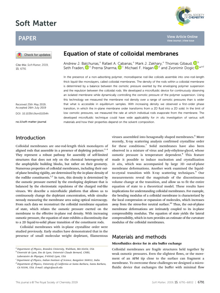 Soft Matter: Paper | PDF | Colloid | Microscopy
