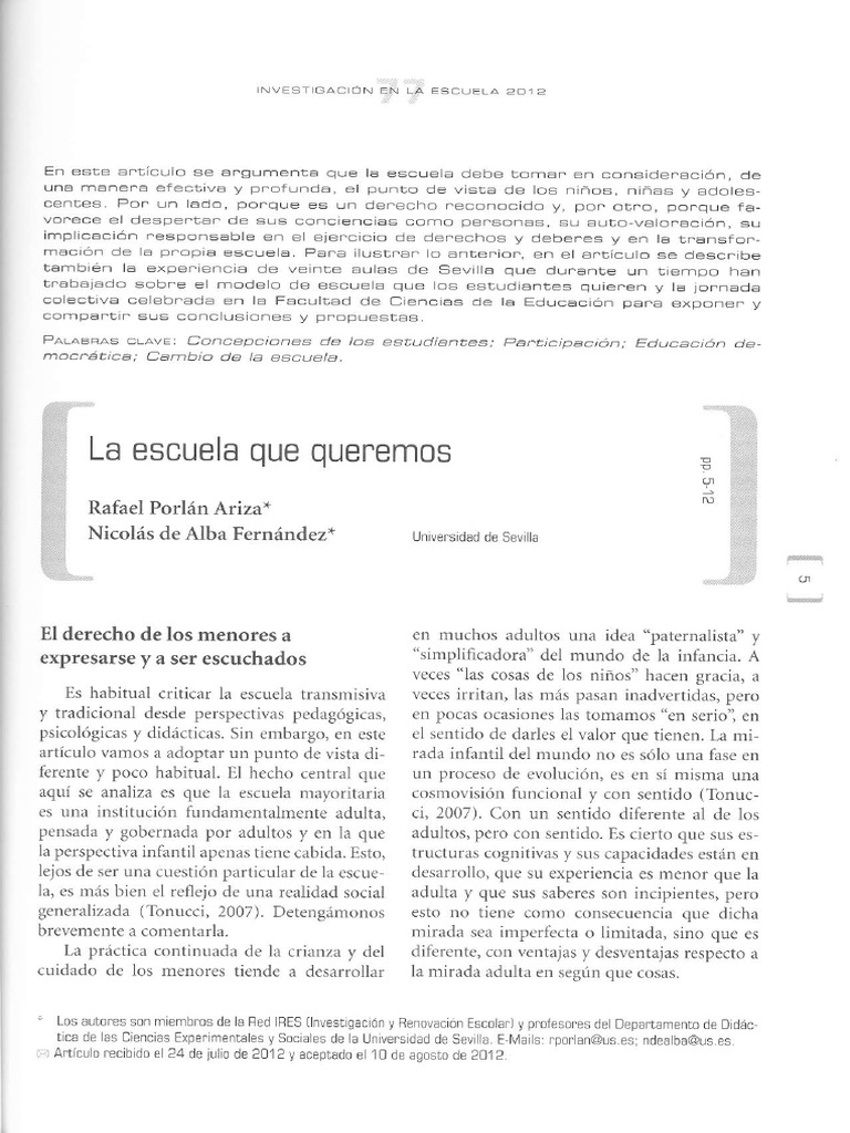 RafaelPorlan Ariza - La Escuela Que Queremos | PDF