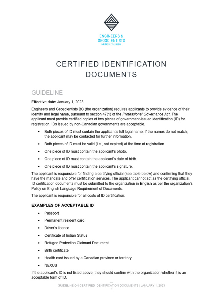 Guideline On Certified Identification Documents | PDF | Identity Document | Access Control