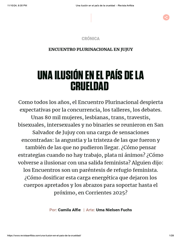 Una Ilusión en El País de La Crueldad - Revista Anfibia | PDF