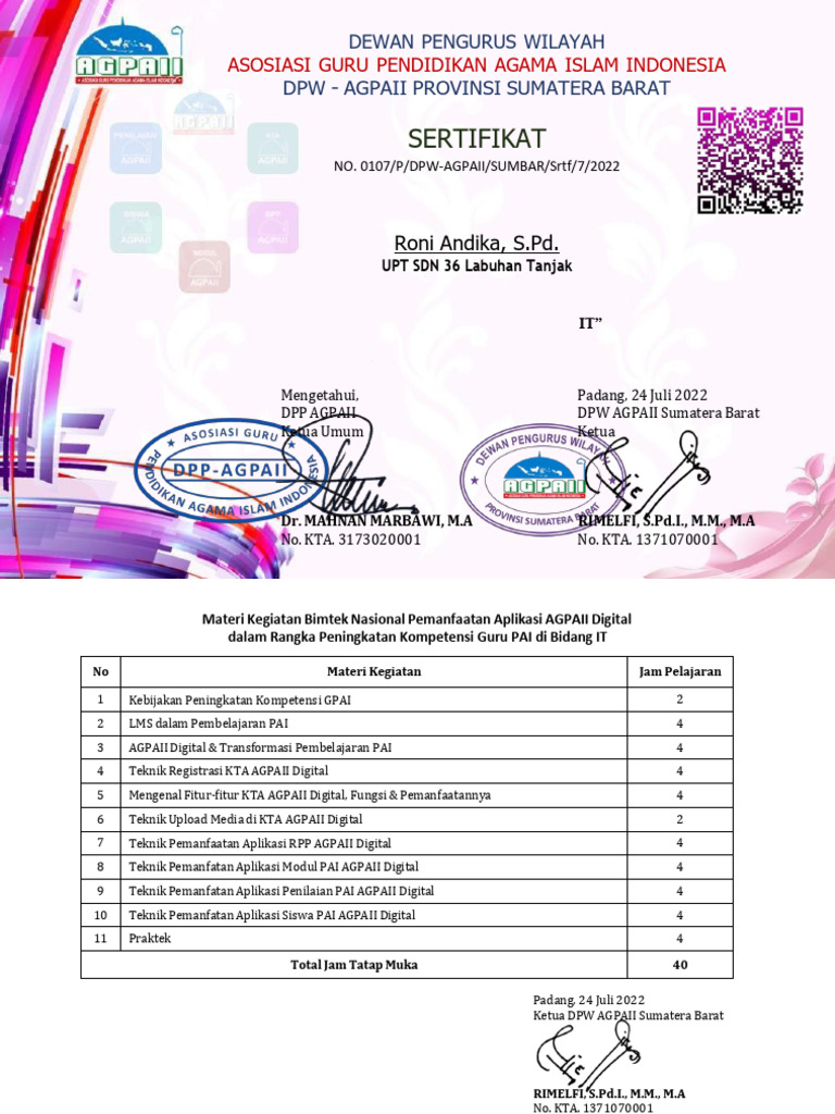 Sertifikat Roni 18 | PDF