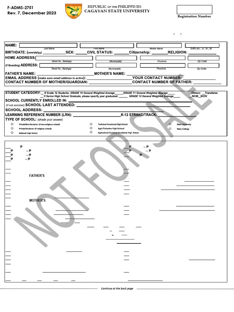 Rev.7 Registration Form 2023 2024 | PDF | Engineering | Science