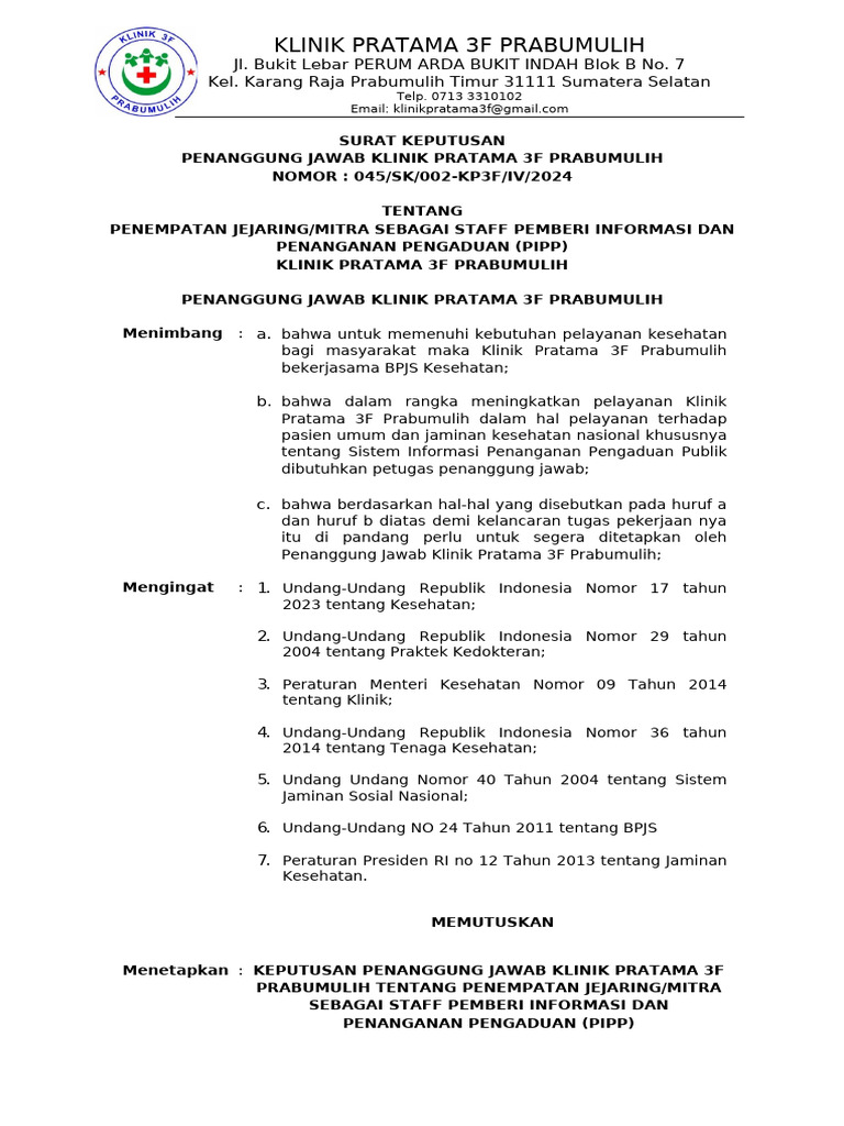 SK-045 PJ PIPP New | PDF | Pengembangan Diri