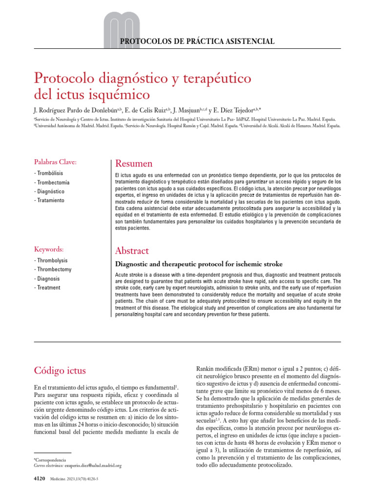 Protocolo Diagnóstico y Terapéutico Del Ictus Isquémico 2023 | PDF ...