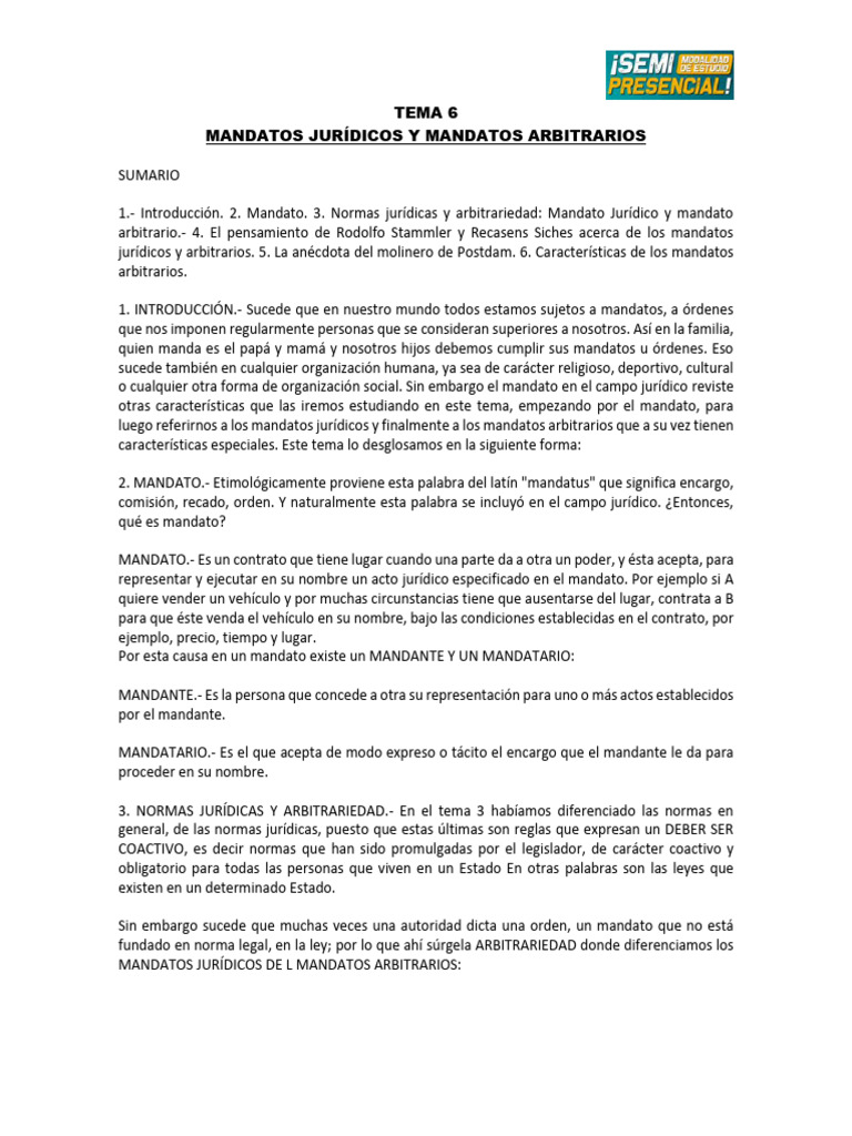 Mandatos Arbitrarios y Jurídicos | PDF | Estatuto | Estado (política)