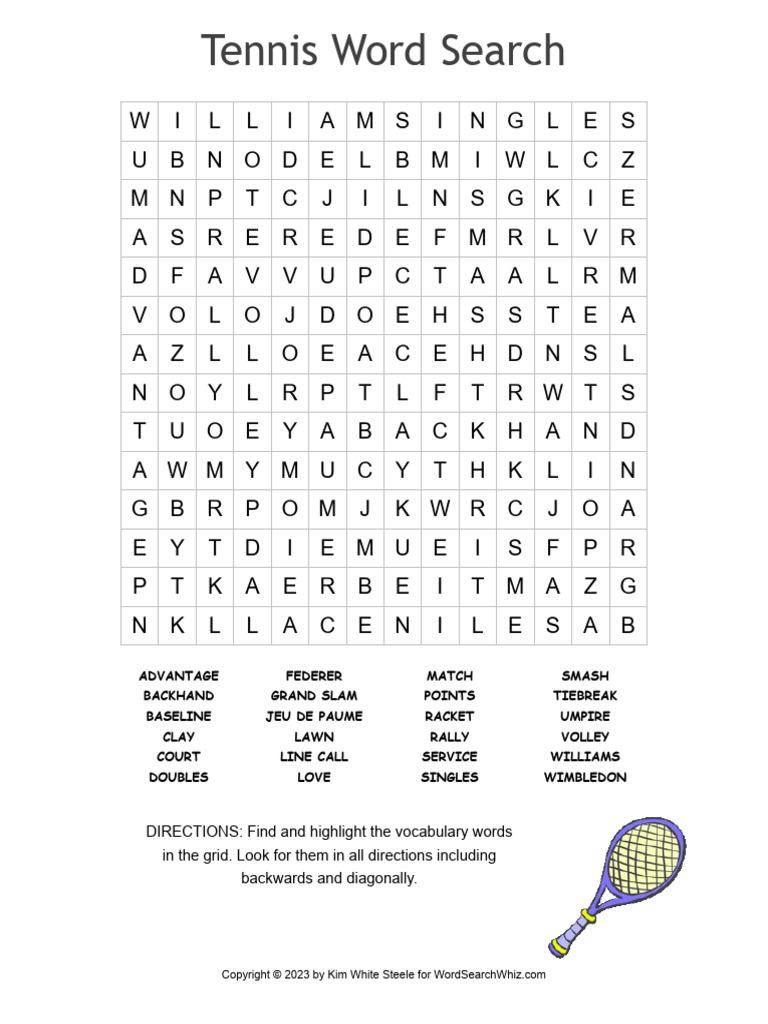 Tennis Word Search | PDF