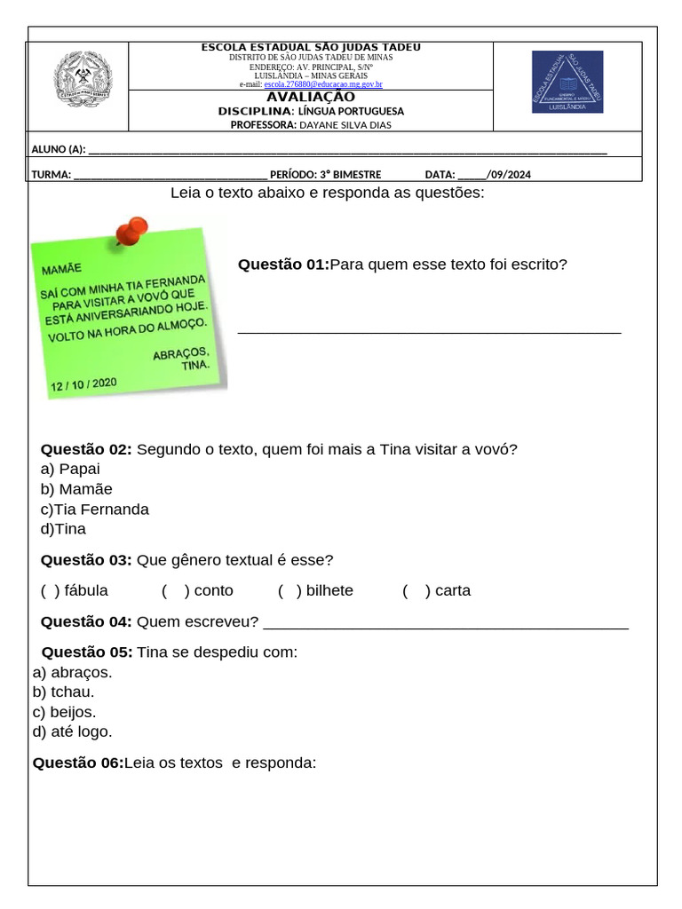 Avaliação De Matemática 2º Bimestre Pdf Milho