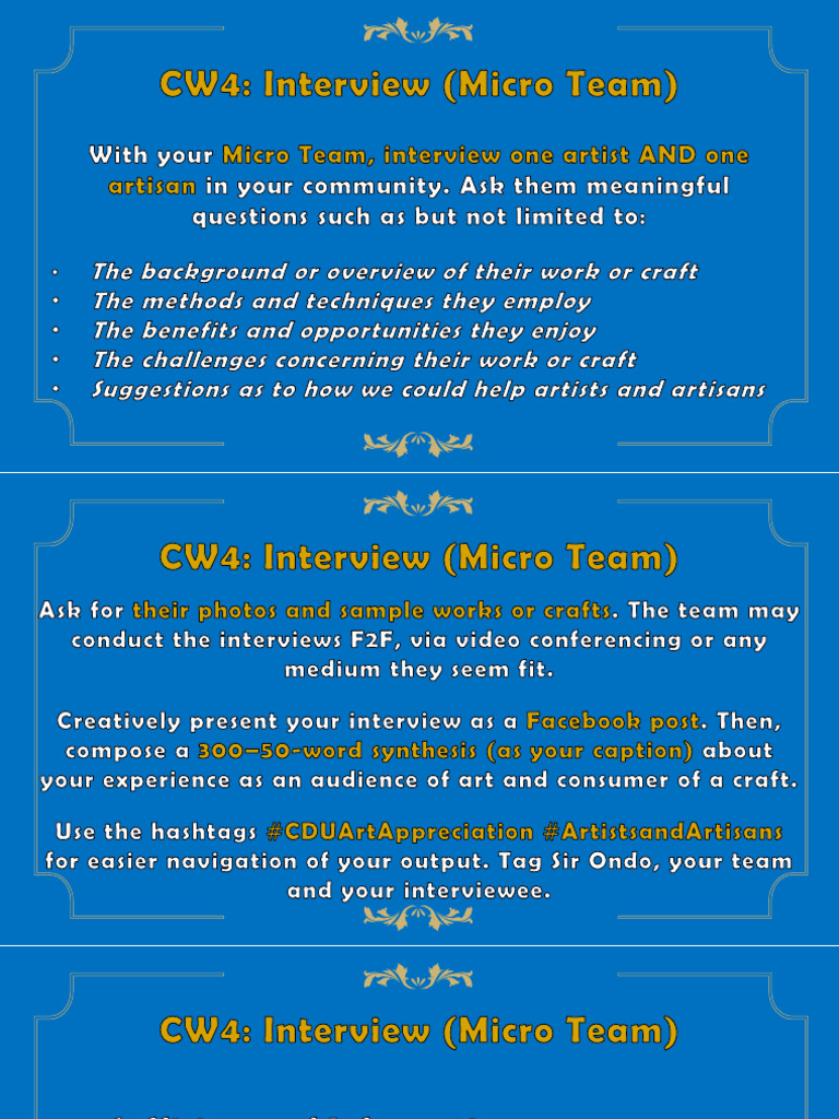 ArtApp CW4 - Artists and Artisans (Interview) | PDF