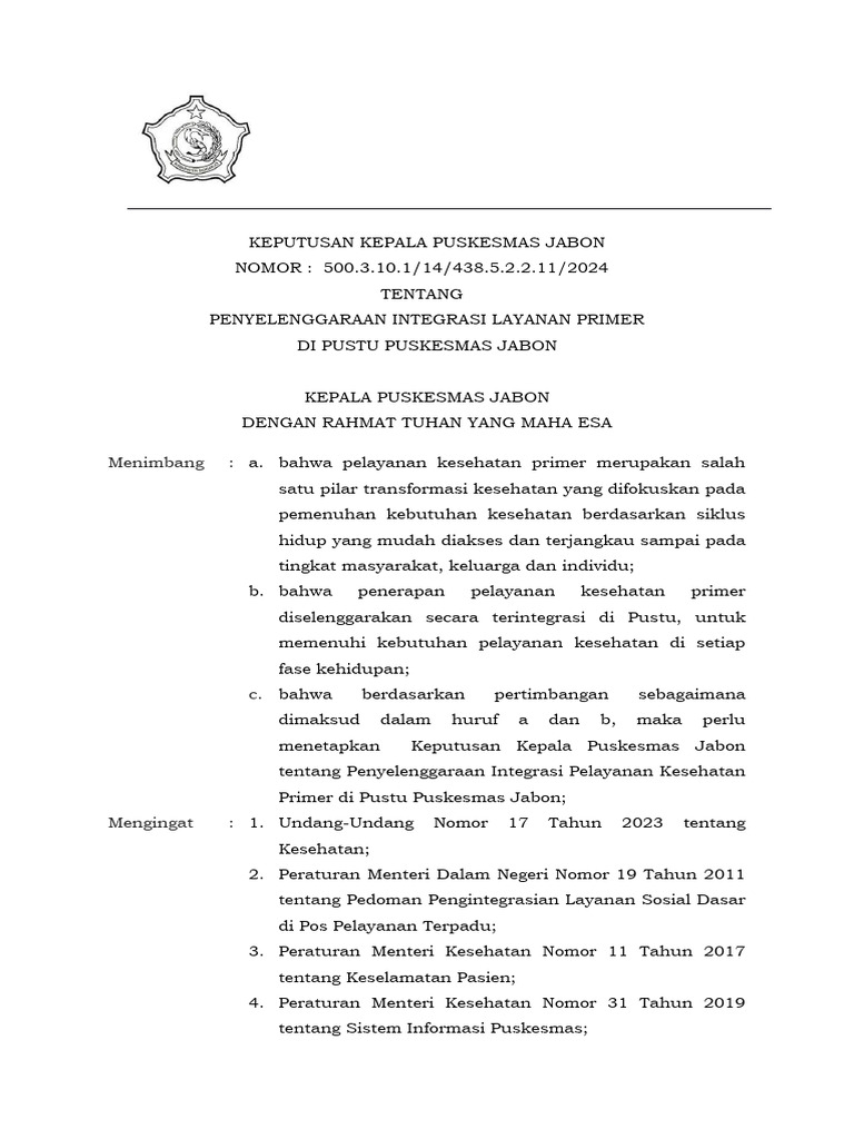 3.SK Penyelenggaraan Ilp Di Pustu | PDF