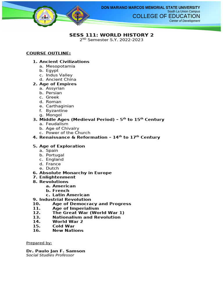 World History Course Outline | PDF | History | Classics