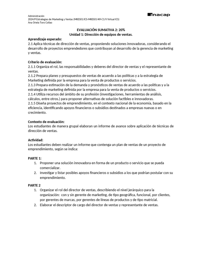 Pauta Eva Sum 2 | PDF | Marketing | Presupuesto