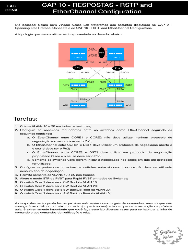 LAB CCNA - FEITO - CAP 10 - RSTP and EtherChannel Configuration | PDF | Comutador de rede ...