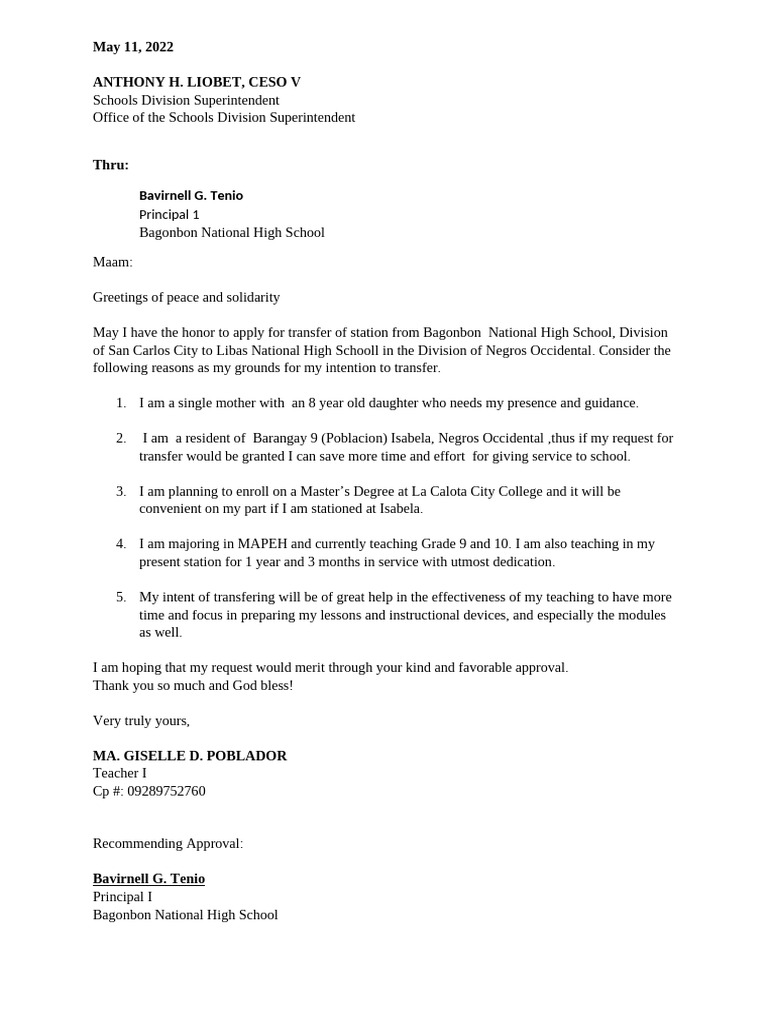 Teacher Transfer Request | PDF