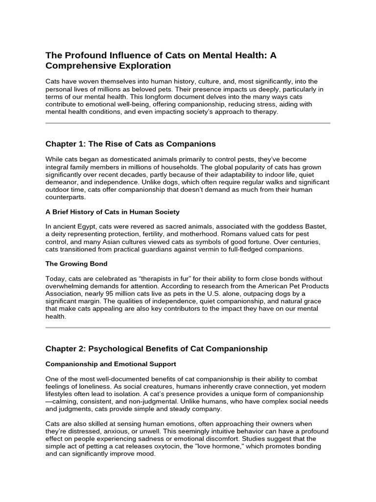 The Profound Influence of Cats On Mental Health - A Comprehensive ...