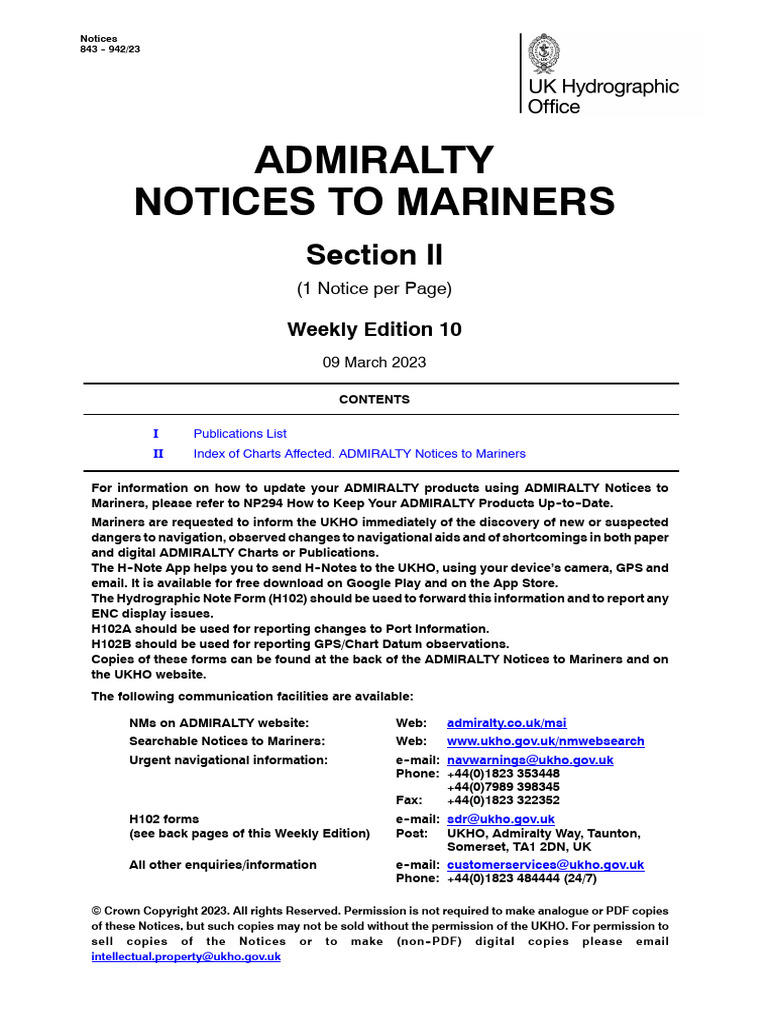 Admiralty Notice To Mariners | PDF | Navigation | Hydrography