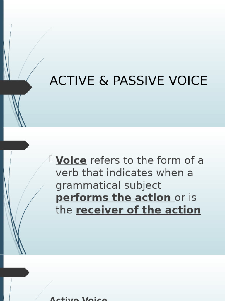 Active & Passive Voice | PDF | Verb | Grammatical Tense