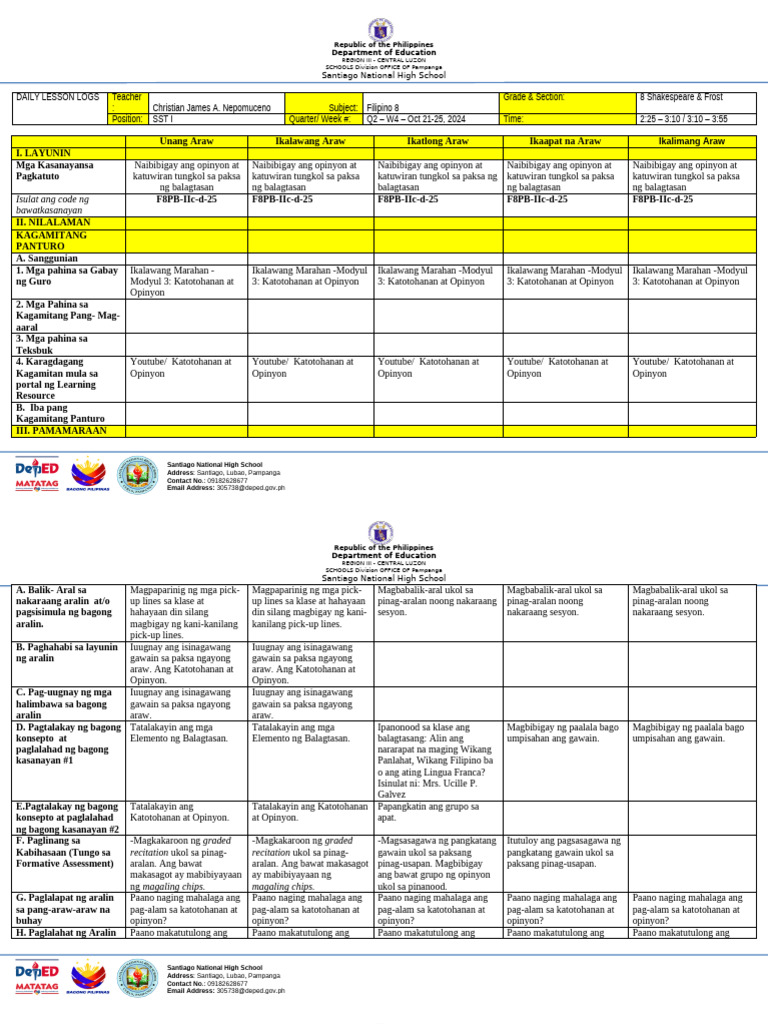 Q2filipino8 Week4 | PDF