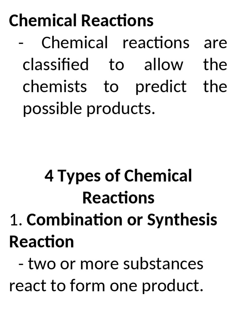 Types of Chemical Reactions | PDF