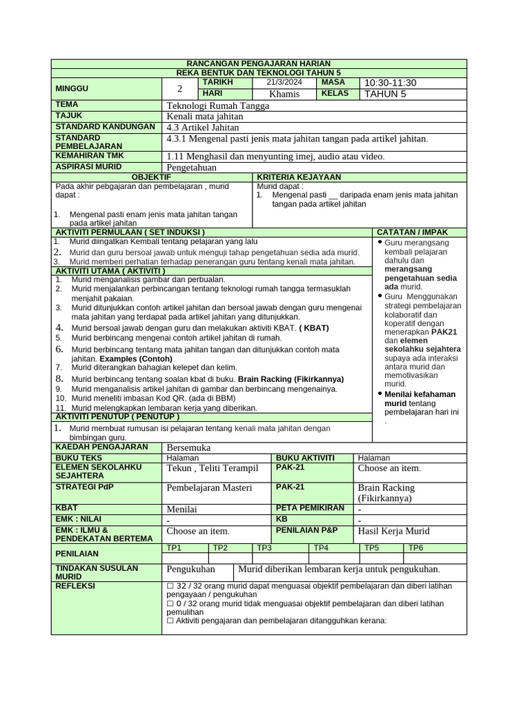 RBT Tahun 5 Minggu 2 | PDF