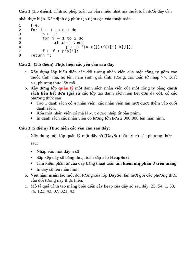 De Thi Mau Mon CTDLGT | PDF