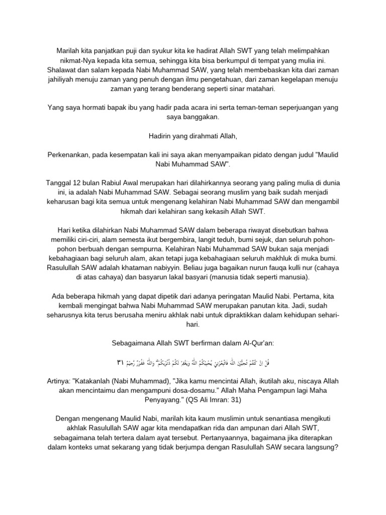 Marilah Kita Panjatkan Puji Dan Syukur Kita Ke Hadirat Allah SWT Yang Telah Melimpahkan Nikmat | PDF