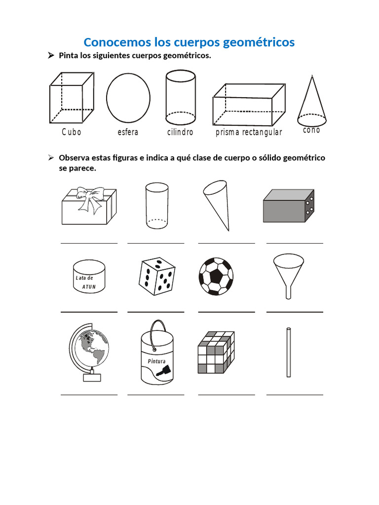 Ficha Cuerpos Geométricos | PDF
