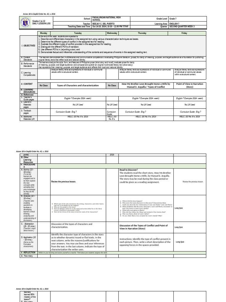 Eng7_q2_wk3 | PDF | Narration | Curriculum