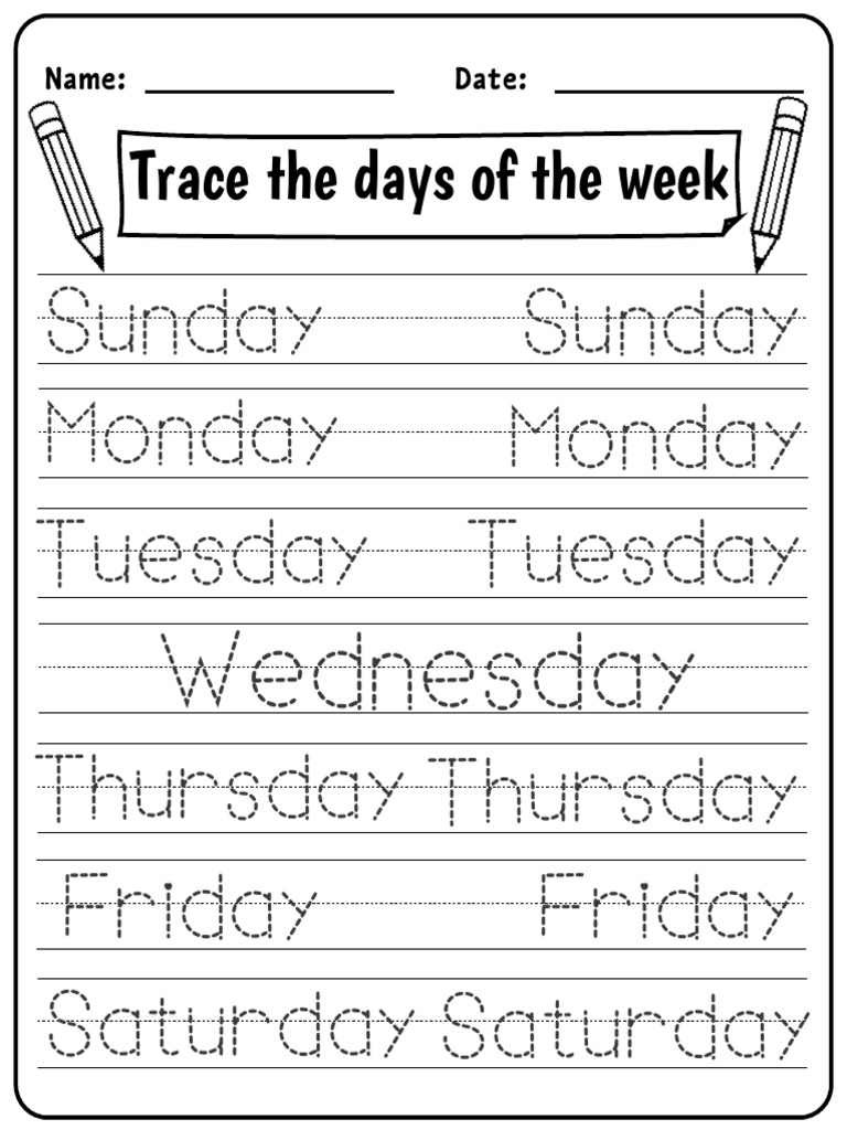Days of The Week Worksheets | PDF | Linguistics | Onomastics
