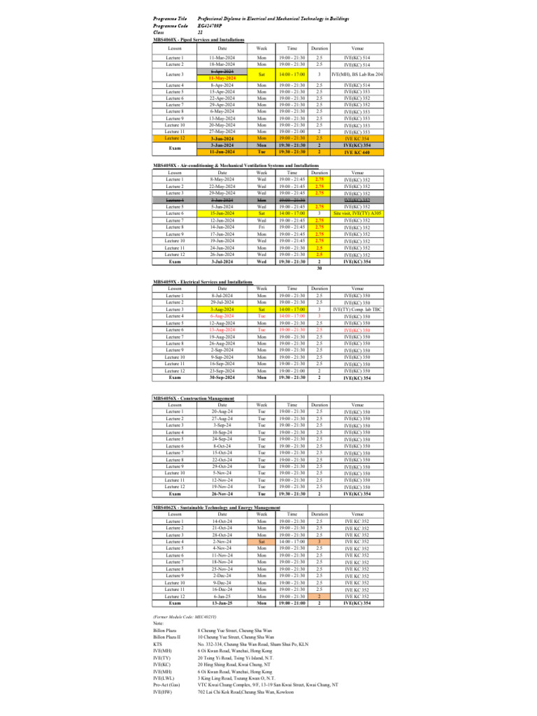 Time Table - PD in EMT - Class 21 - 0521. | PDF