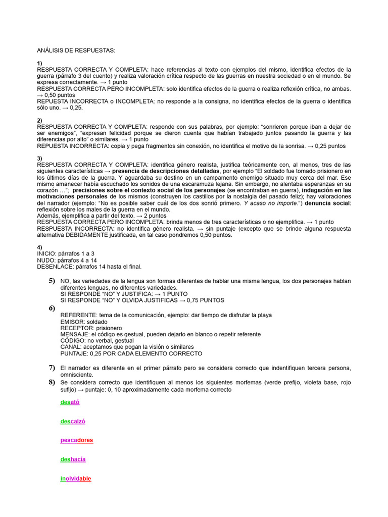 Análisis de Respuestas de Ev. Integradora | PDF