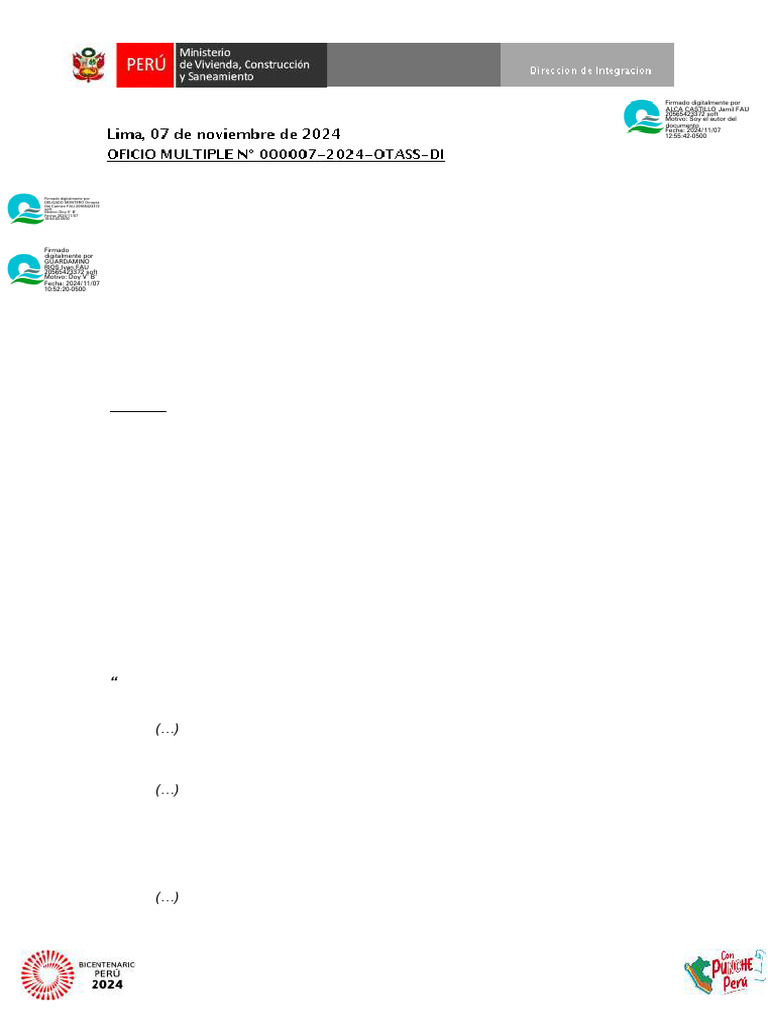 Oficio Multiple 000007-2024-Otass-Di | PDF | Presupuesto