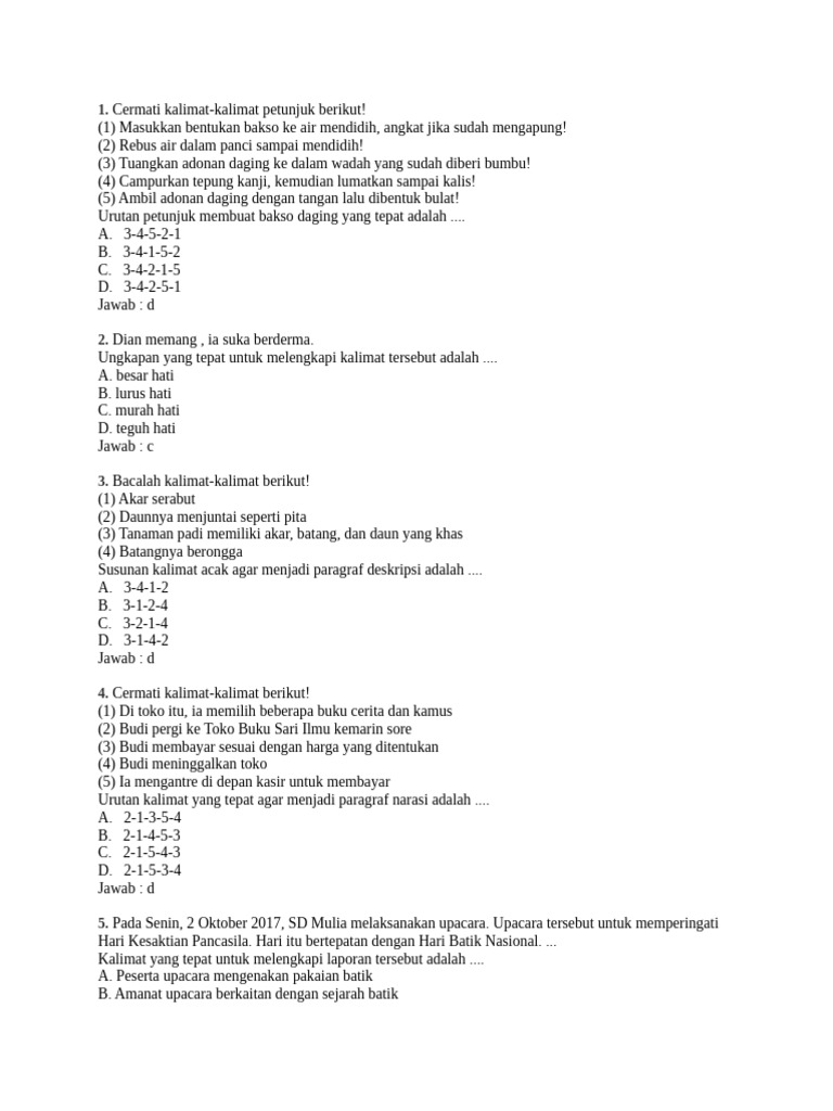 KC Latihan Soal Ujian Sekolah Kelas 6 SD Mapel Bahasa Indonesia | PDF | Seni & Disiplin Bahasa