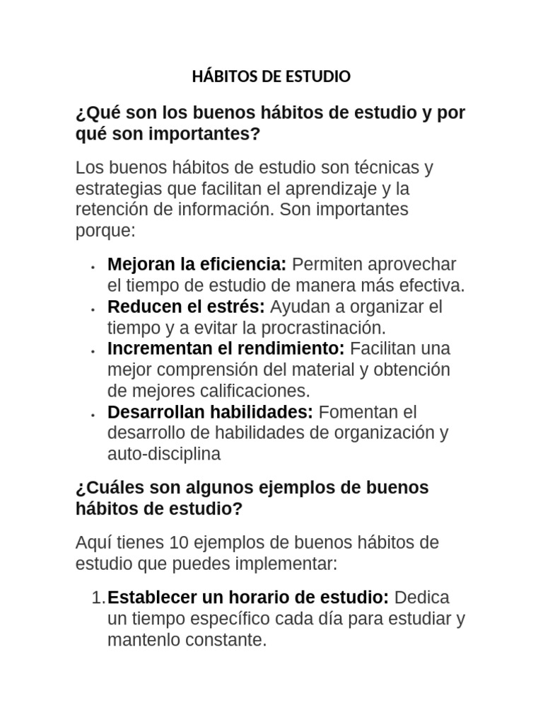 Hábitos de Estudio | PDF