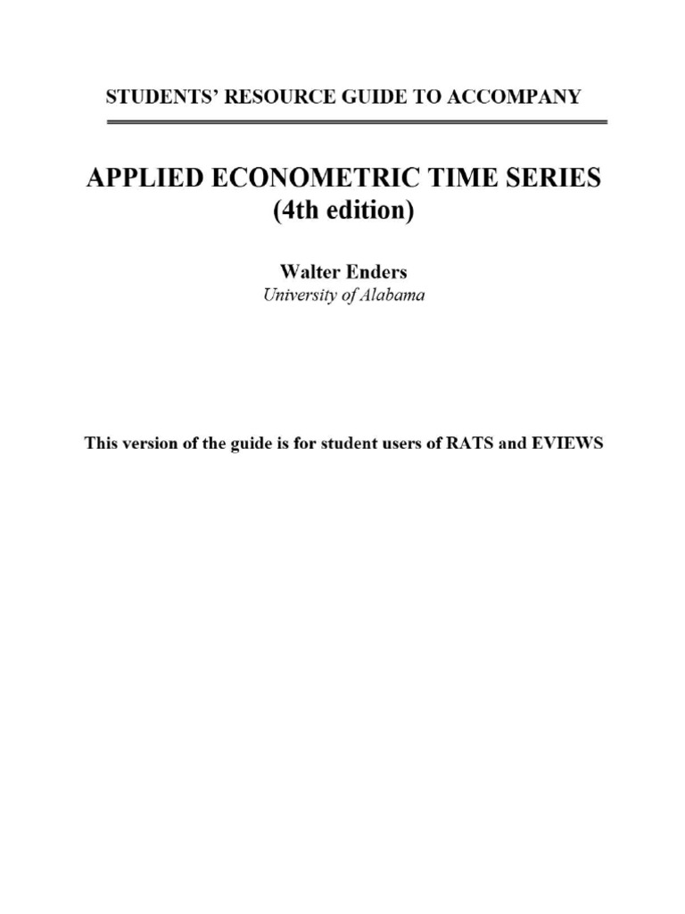 Student Manual - Applied Econometric Time Series | PDF