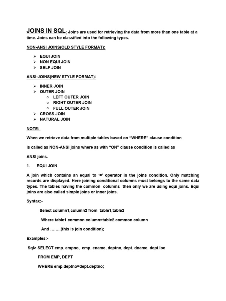 JOINS.2 | PDF | Computing | Data Management Software