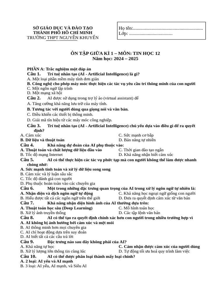 Decuongontap Gki | PDF