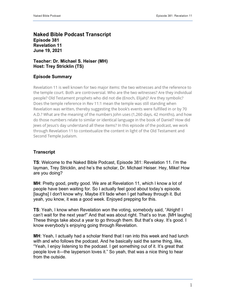 NB-381-Transcript Revelation 11 | PDF | Book Of Daniel | Temple In ...