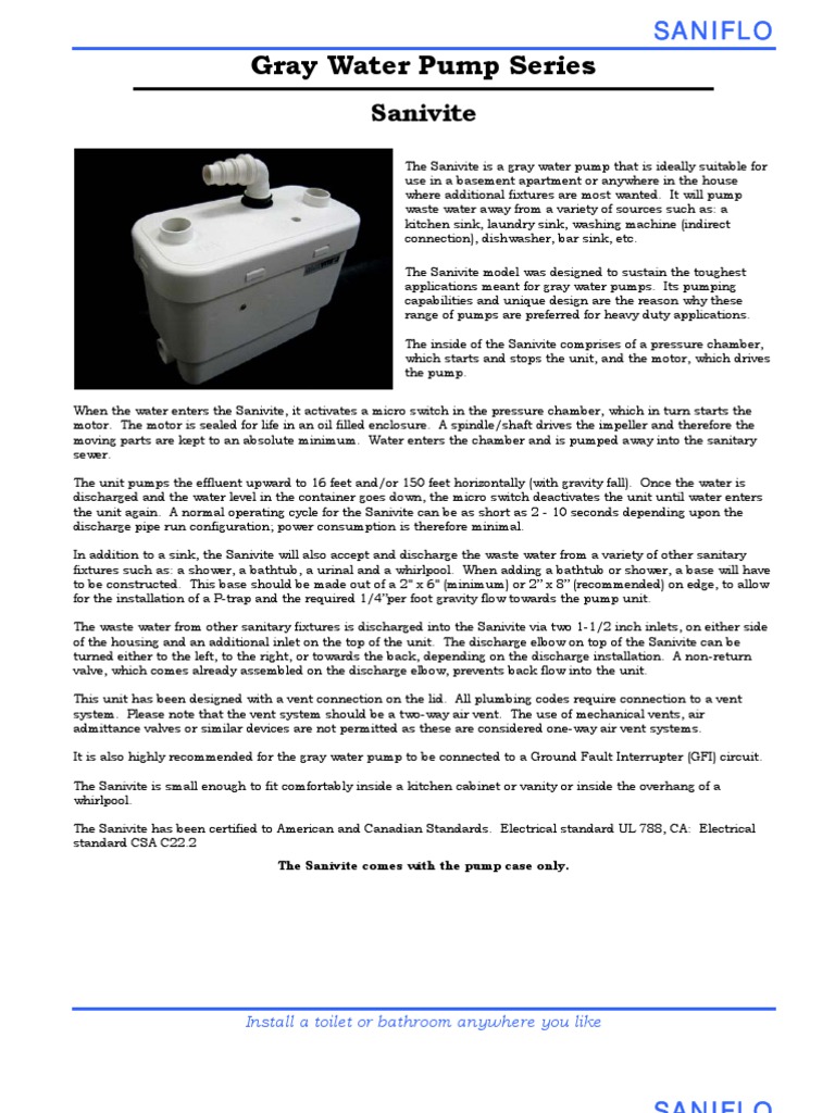 Sanivite | PDF | Pump | Sanitary Sewer
