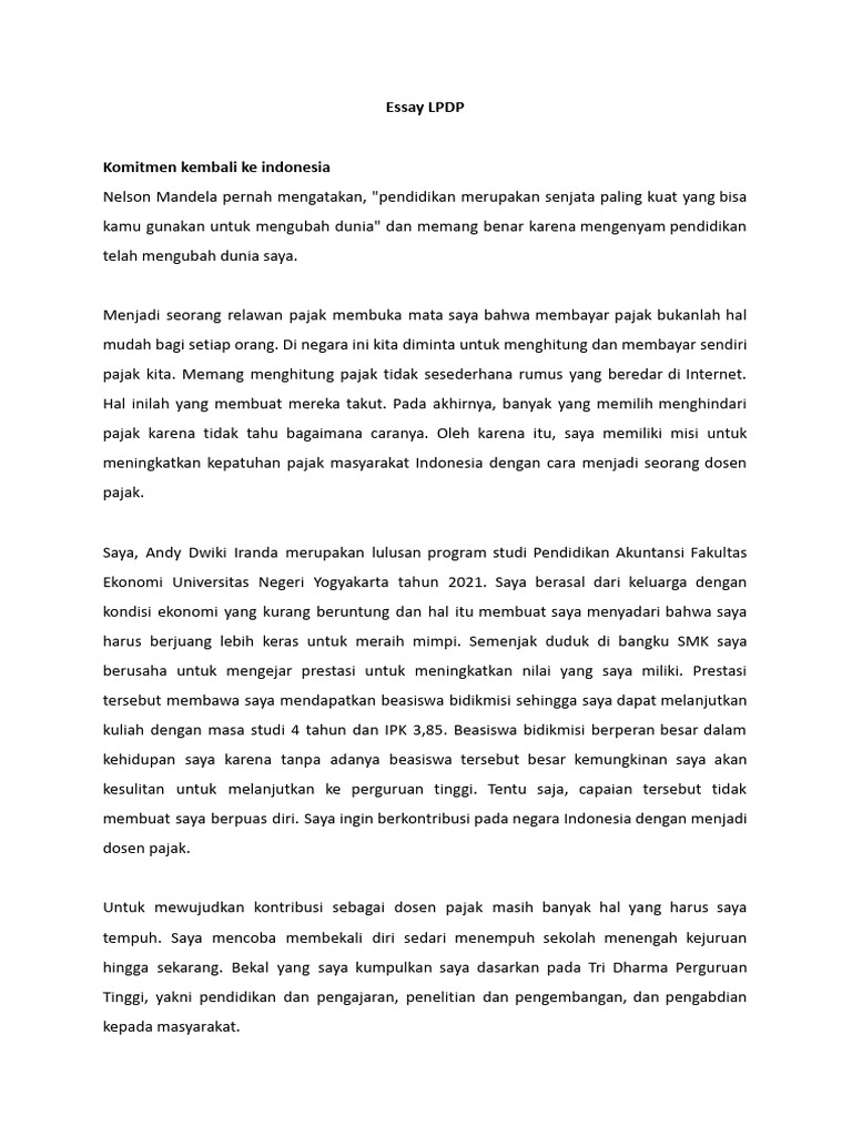 Essay LPDP Andy | PDF