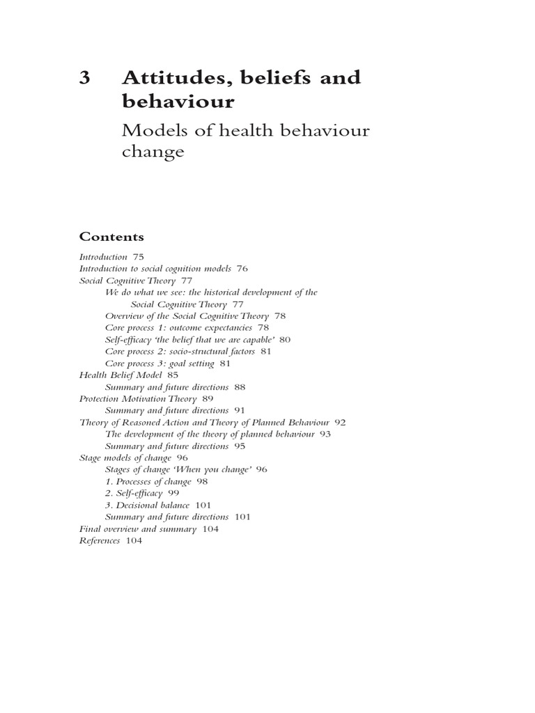 Health Psychology The Basics - (3 Attitudes, Beliefs and Behaviour Models of Health Behaviour ...