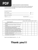 Parent Involvement Questionnaire PDF | PDF