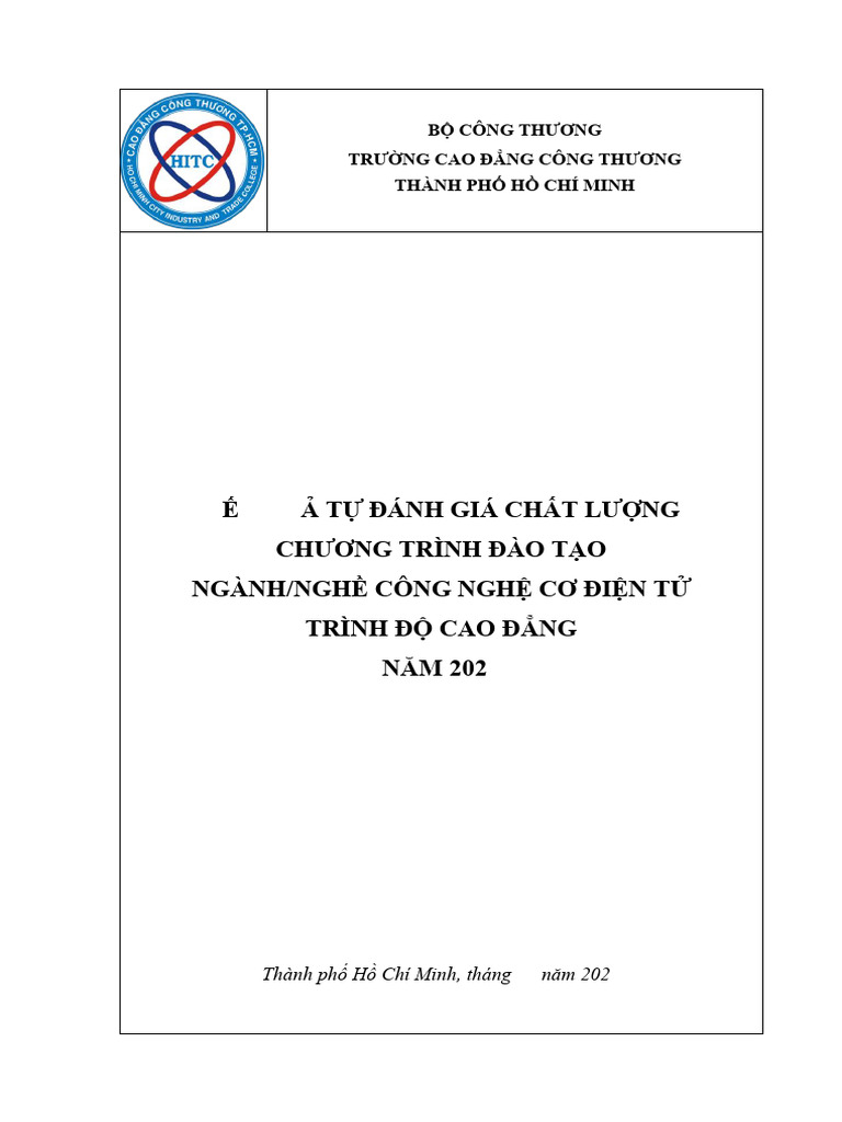 Bao Cao KQ TDG Chat Luong CTDT Nganh CNKT Co Dien Tu Trinh Do CD Nam ...