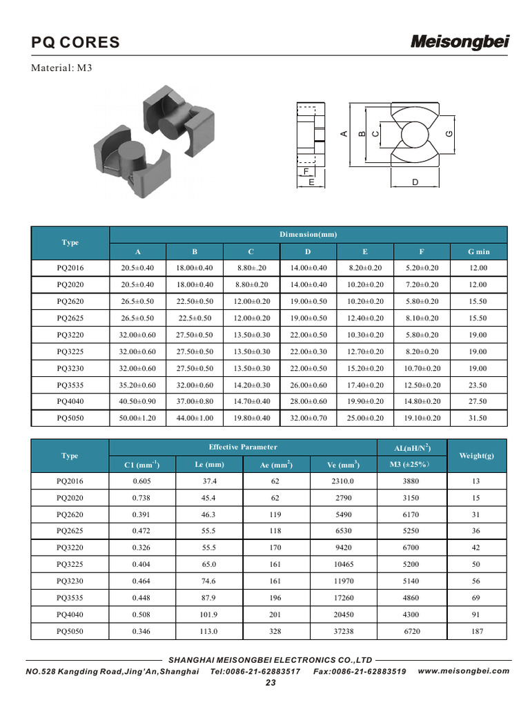 Ferrite Cores PQ | PDF