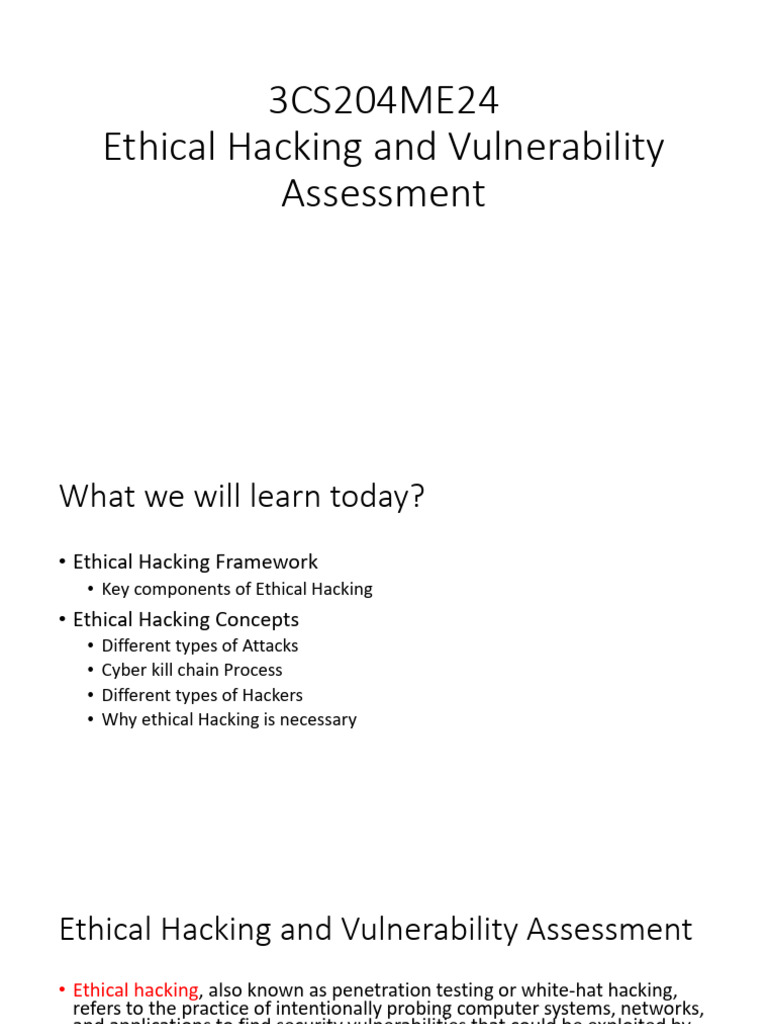 Lecture 3,4,5 Ehical Hacking Framework ++ | PDF | Security Hacker | Vulnerability (Computing)