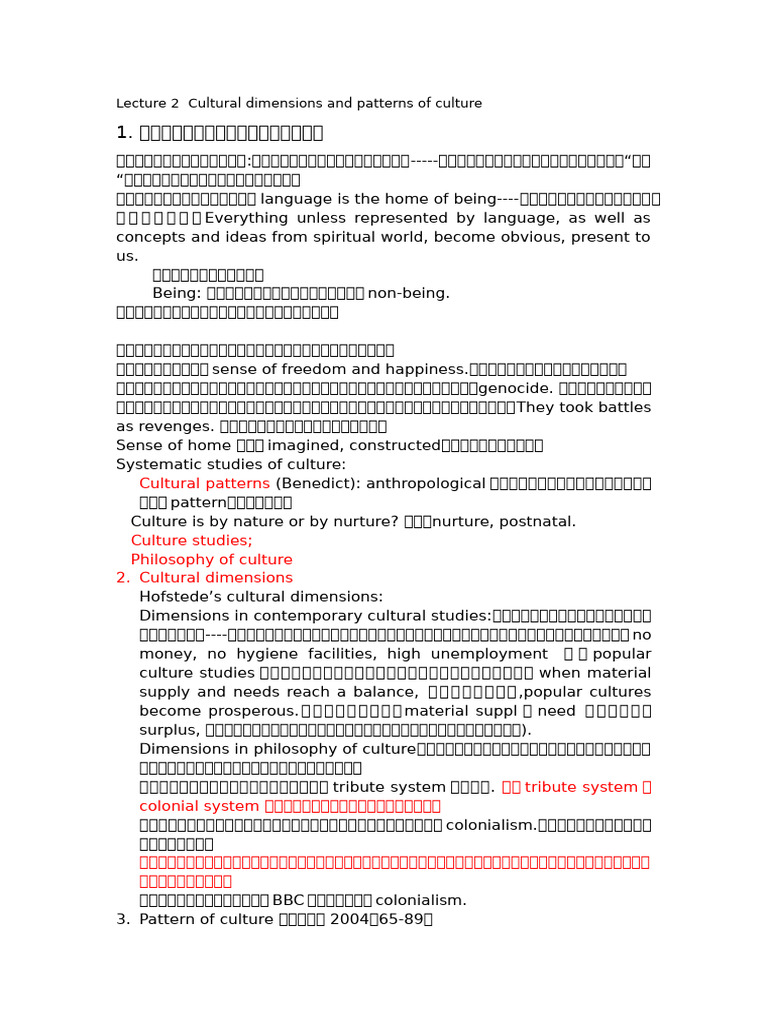 Lecture 2 Cultural Dimensions and Patterns of Culture | PDF