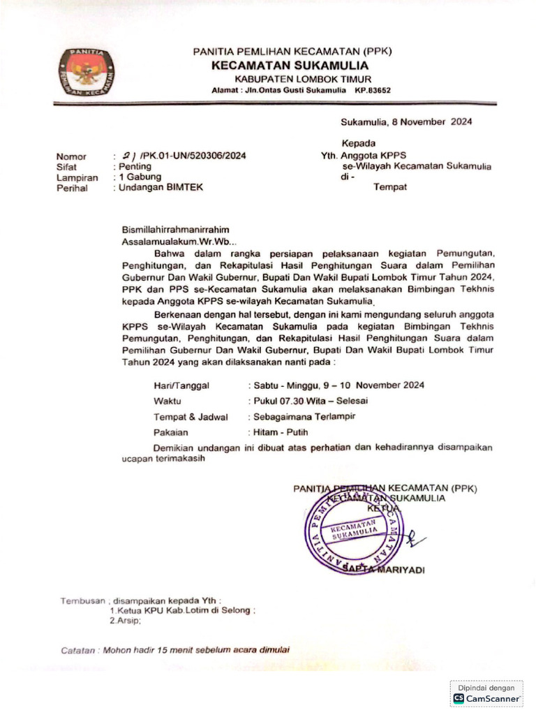 Undangan Bimtek KPPS | PDF